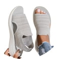 Bibifish Womens Wedge Sandals Open Toe Slingback Knit Cutout Soft ...