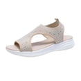 Bibifish Womens Wedge Sandals Open Toe Slingback Knit Rhinestone Thick ...