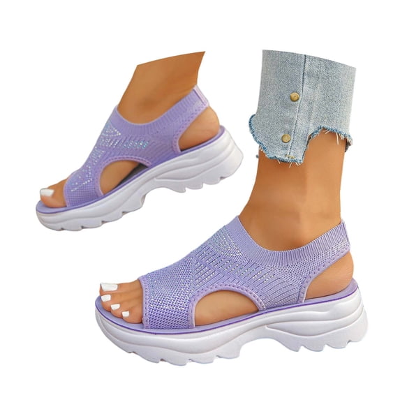Bibifish Womens Wedge Sandals Sporty Breathable Chic Open Toe Elastic ...