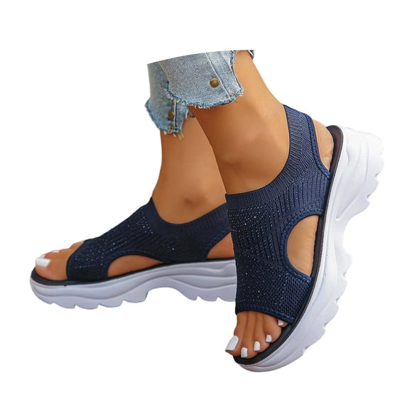 Bibifish Womens Wedge Sandals Sporty Breathable Chic Open Toe Elastic ...