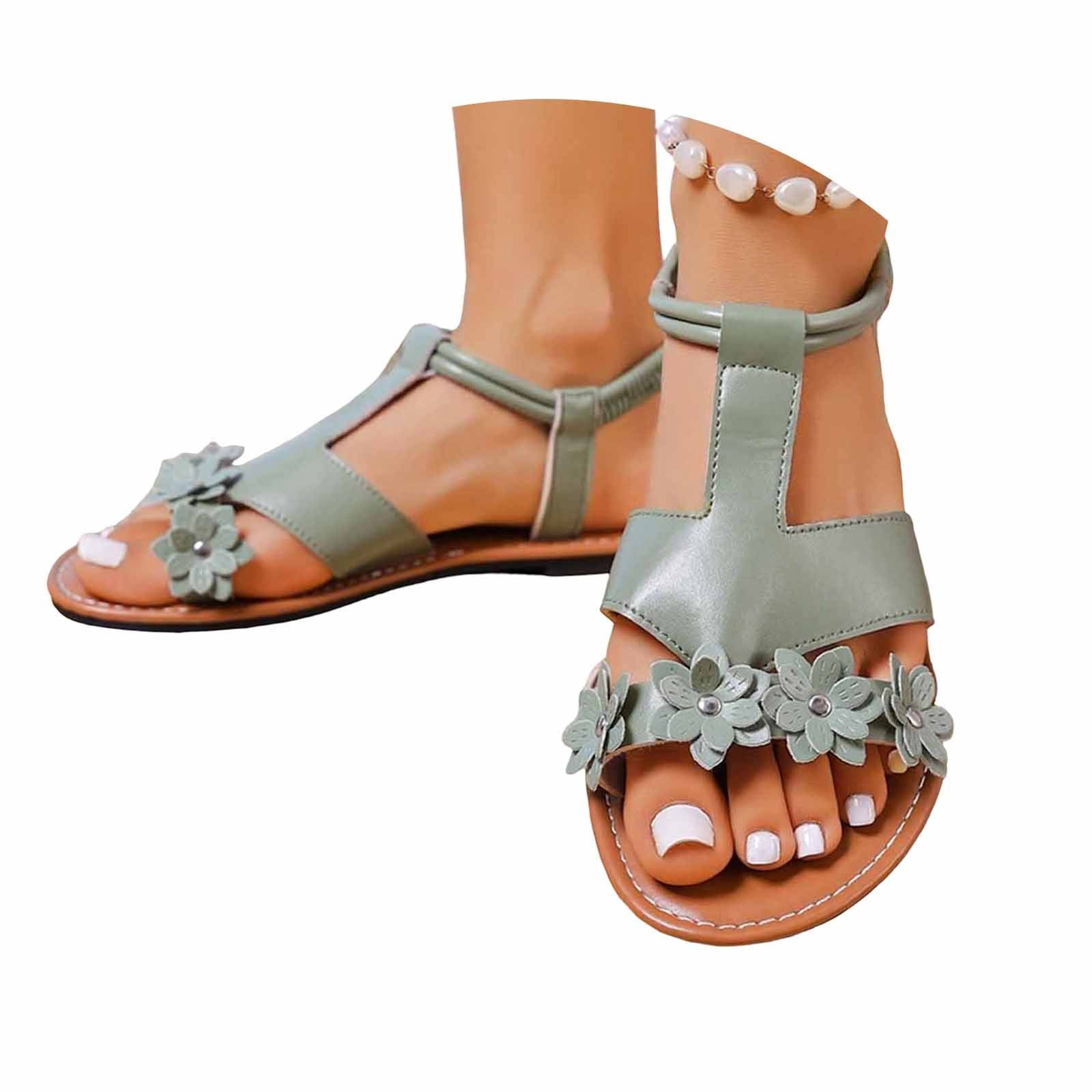 Bibifish Womens Wedge Sandals Trendy Stitched Open Toe Multi Strap ...