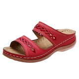 Bibifish Womens Wedge Slide Sandals Open Toe Dual Braided Cutout Slip ...