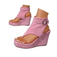Bibifish Womens Wedge Thong Sandals Minimal Ankle Buckle Suede Platform ...