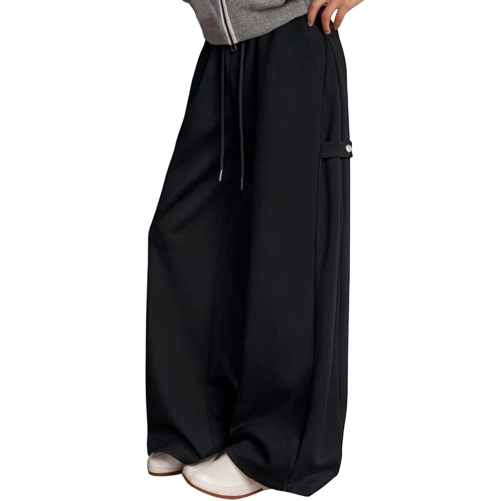 Bibifish Womens Wide Leg Pants Elastic Waist Full Length Relaxed Fit ...