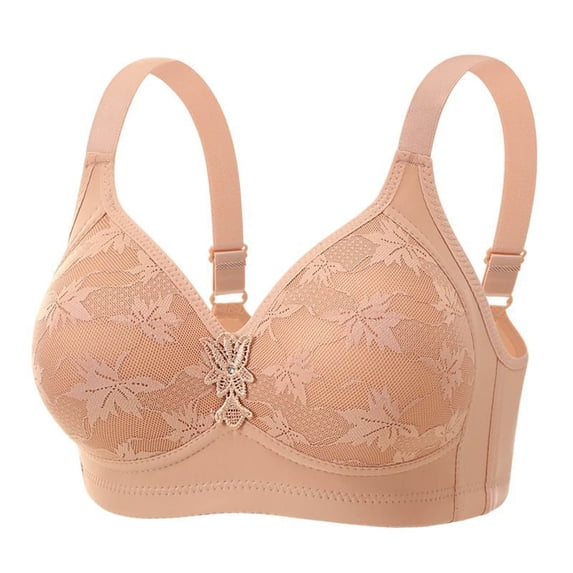 Bibifish Womens Wireless Bras Solid Color Soft Lace Push Up Bras Side ...