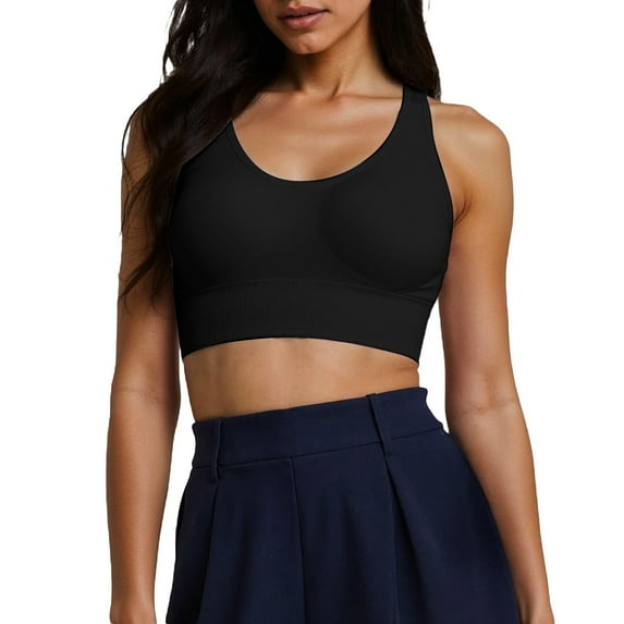 Bibifish Womens Wireless Yoga Bra Seamless Ribbed Moderate Support bra ...