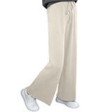 Bibifish Womens Wool Wide-Leg Pants Drawstring Waist Side Pockets ...