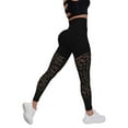 Bibifish Womens Yoga Leggings Laser-Cut Leopard Mesh Pattern Breathable ...