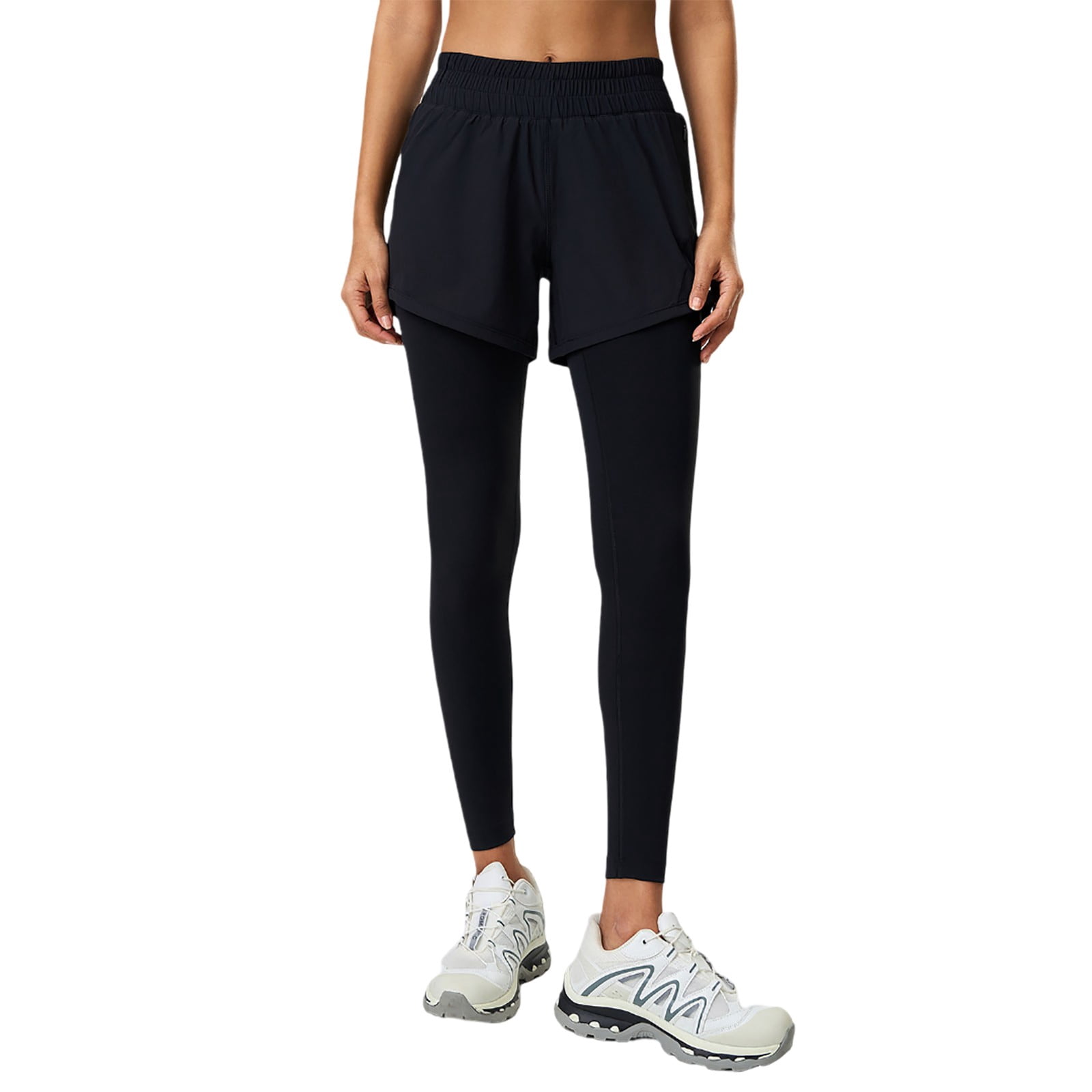 Bibifish Womens Yoga Pants Black 2-In-1 Yoga Pants Shorts Overlay High ...