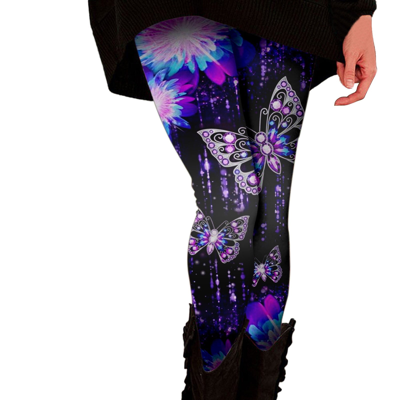 Bibifish Womens Yoga Pants Butterfly Print Yoga Pants High Waist ...