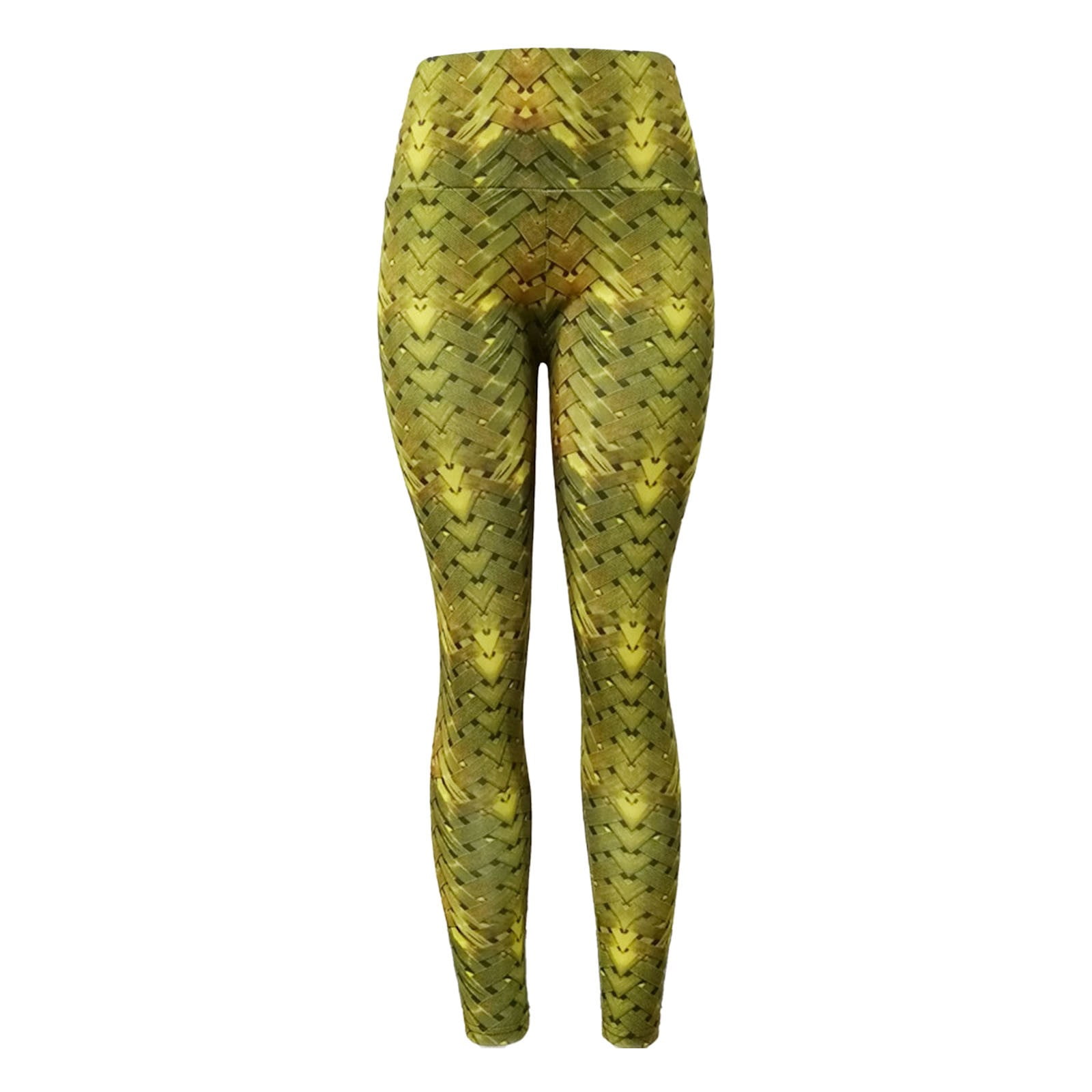 Bibifish Womens Yoga Pants Green Woven Print Yoga Pants High Waist ...