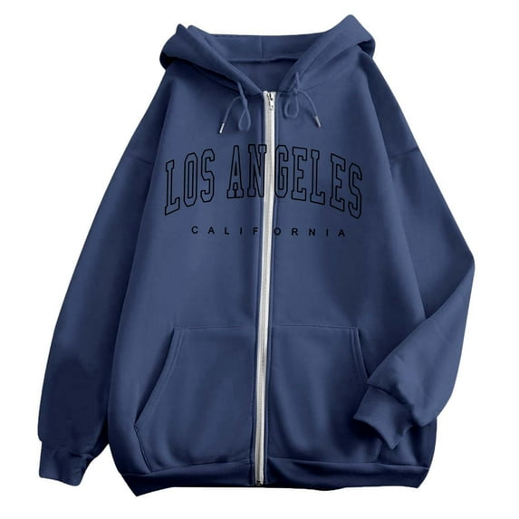 Bibifish Womens Zip Up Hoodies Graphic Letter Print Long Sleeve ...