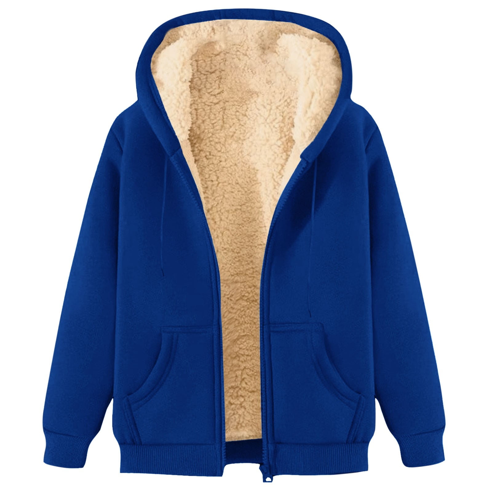 Bibifish Womens Zip Up Hoodies Solid Color Warm Fleece Lined Long ...