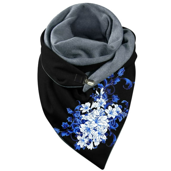 Bibifish womens triangle scarf floral printed fleece lined Elegant neck ...