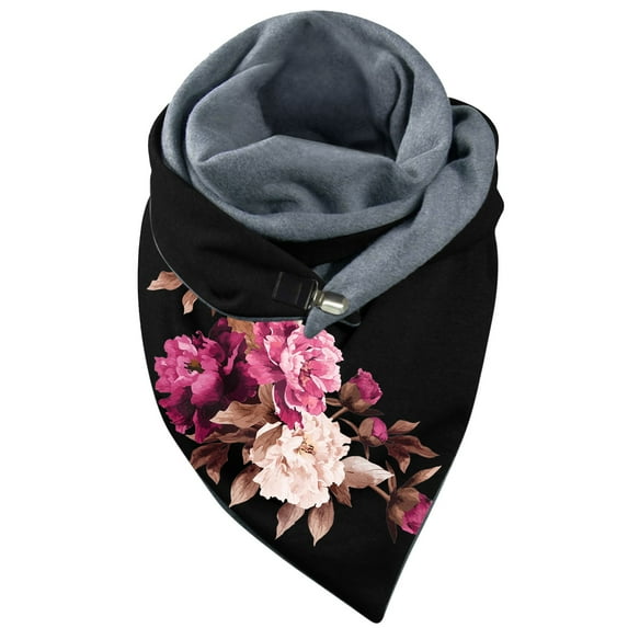 Bibifish womens triangle scarf floral printed fleece lined Elegant neck ...