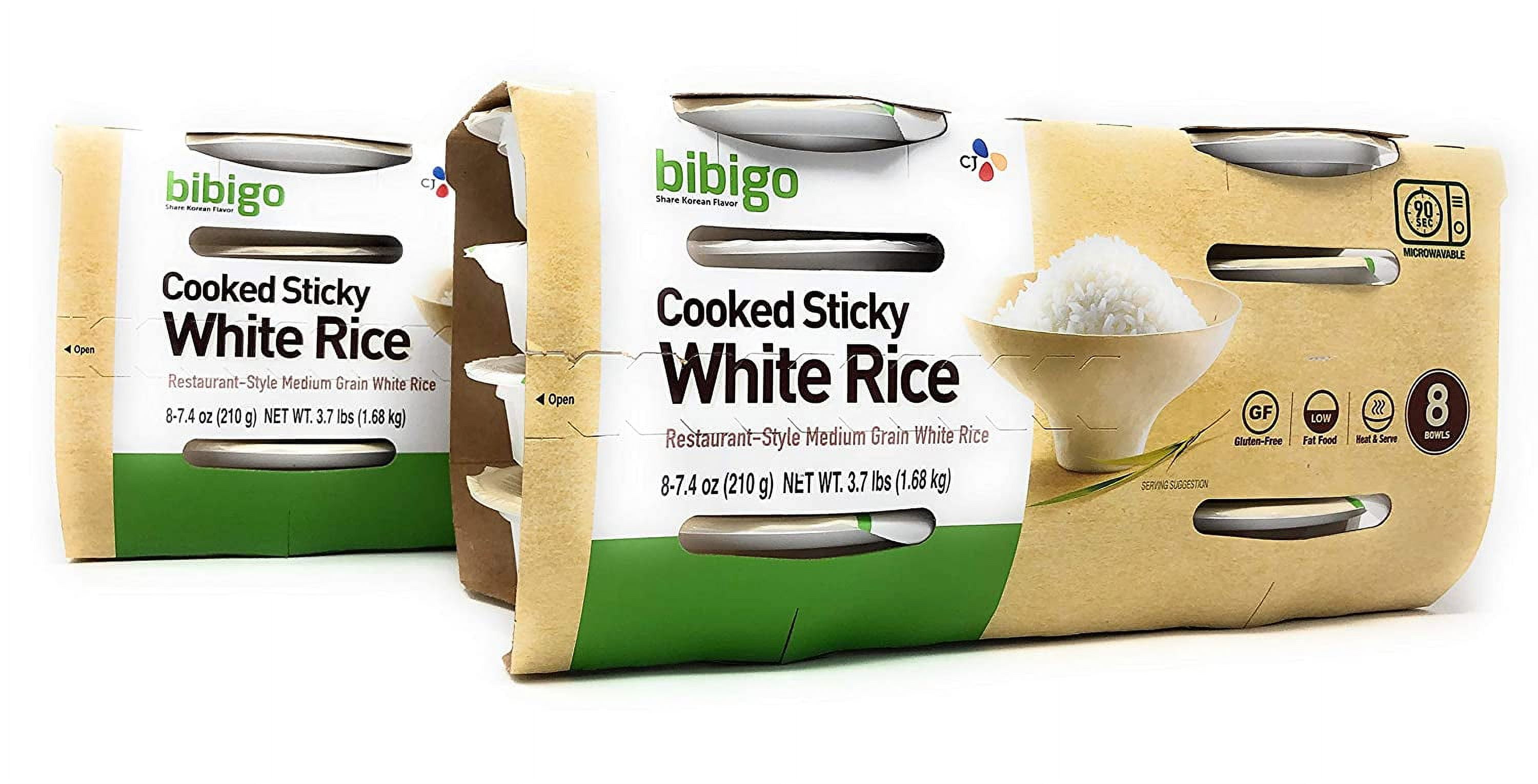 Bibigo Cooked Sticky White Rice, Microwave Ready, Asian Dinner Side ...