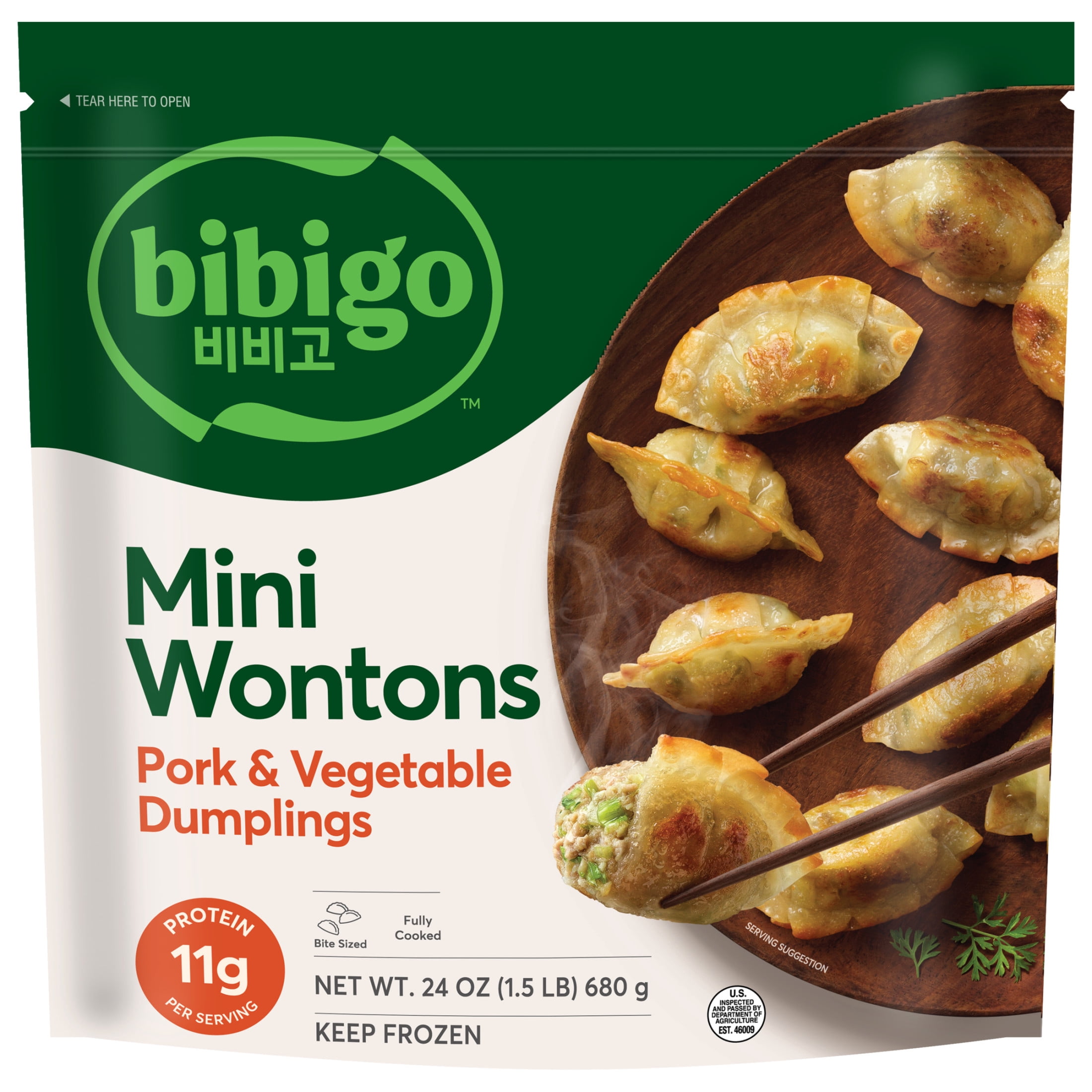 Bibigo Frozen Mini Wontons Pork & Vegetable Dumplings, 24.0 oz ...