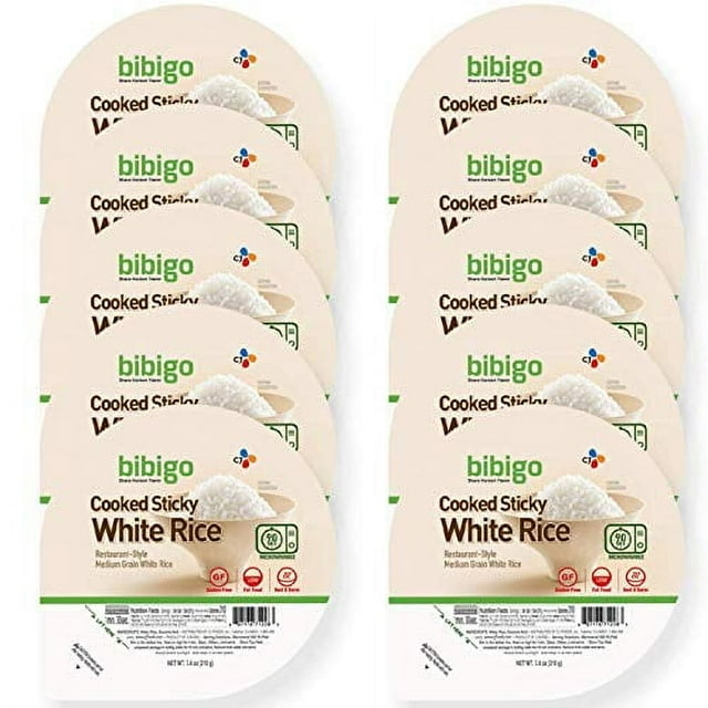 Bibigo Cooked Sticky White Rice, 7.4oz Bowls, Gluten-Free, Instant ...