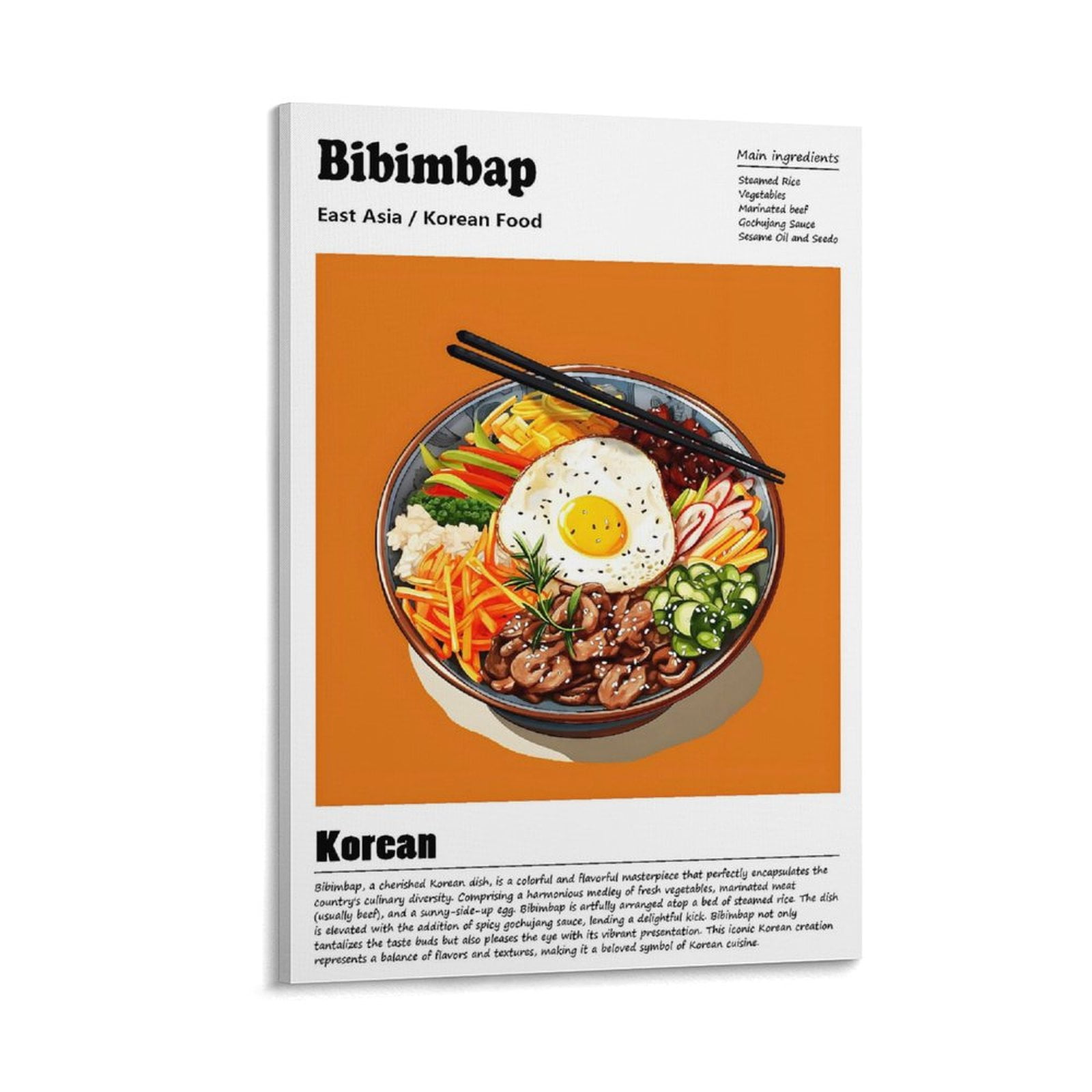 Bibimbap Poster, Food Wall Art, Korean Food Print, Kitchen Poster Wall Decor, Kitchen Poster ...