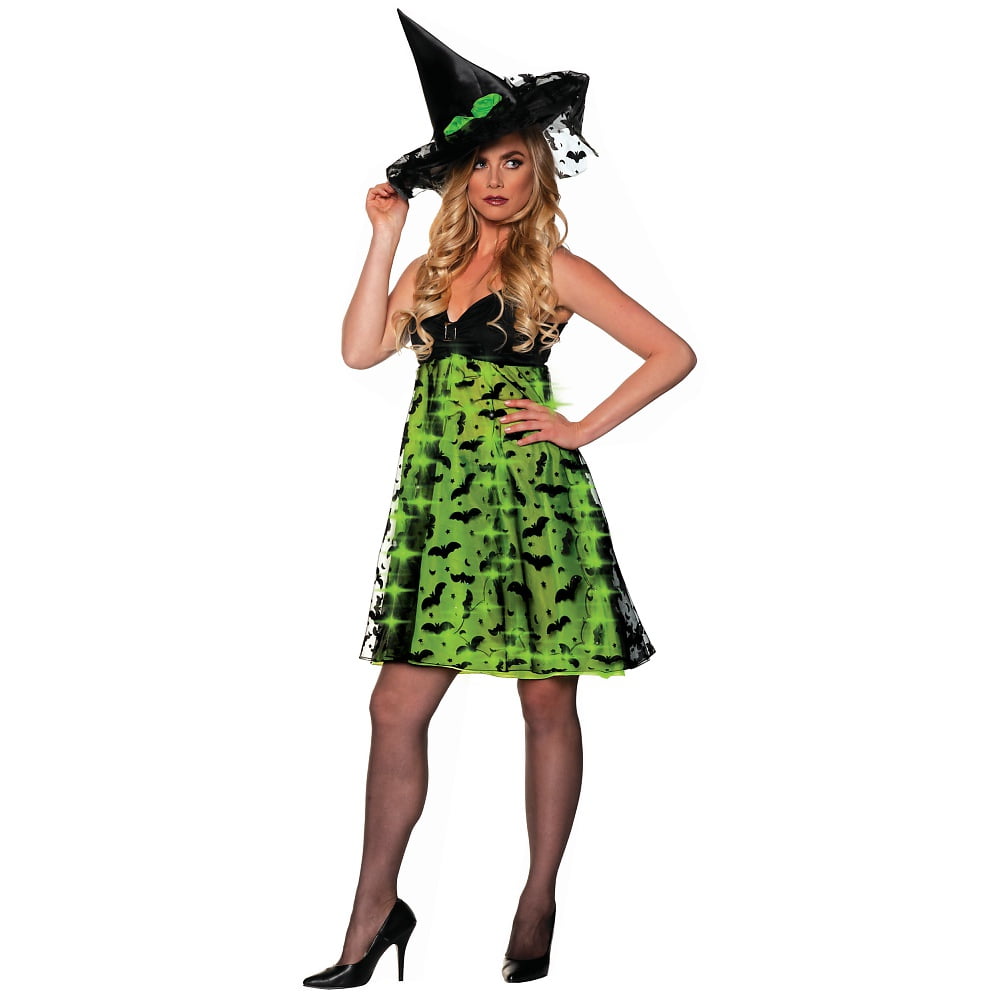 Bibity Bobity Boo Light Up Witch Adult Costume Green - Large - Walmart.com
