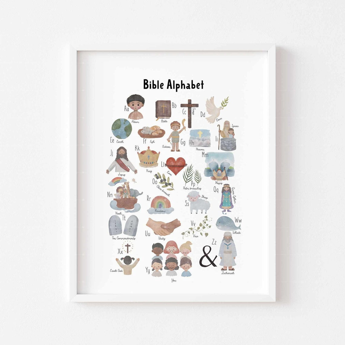 Bible Alphabet Christian Educational Wall Art Print Unframed Paper ...