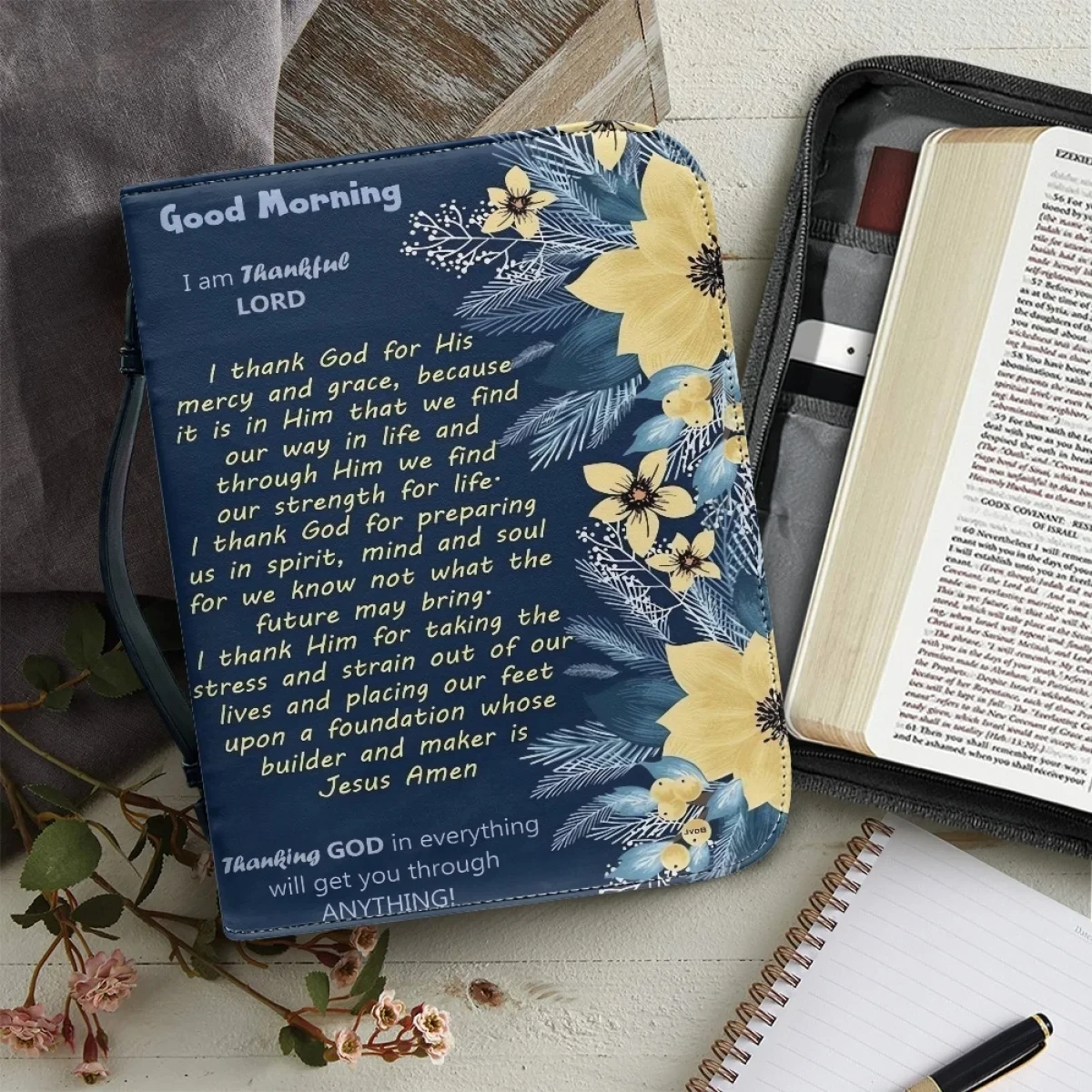 Bible Bag Bible Verse Morning Prayer Print Bible Cover Case Ladies Christianity Study Book Holy ...