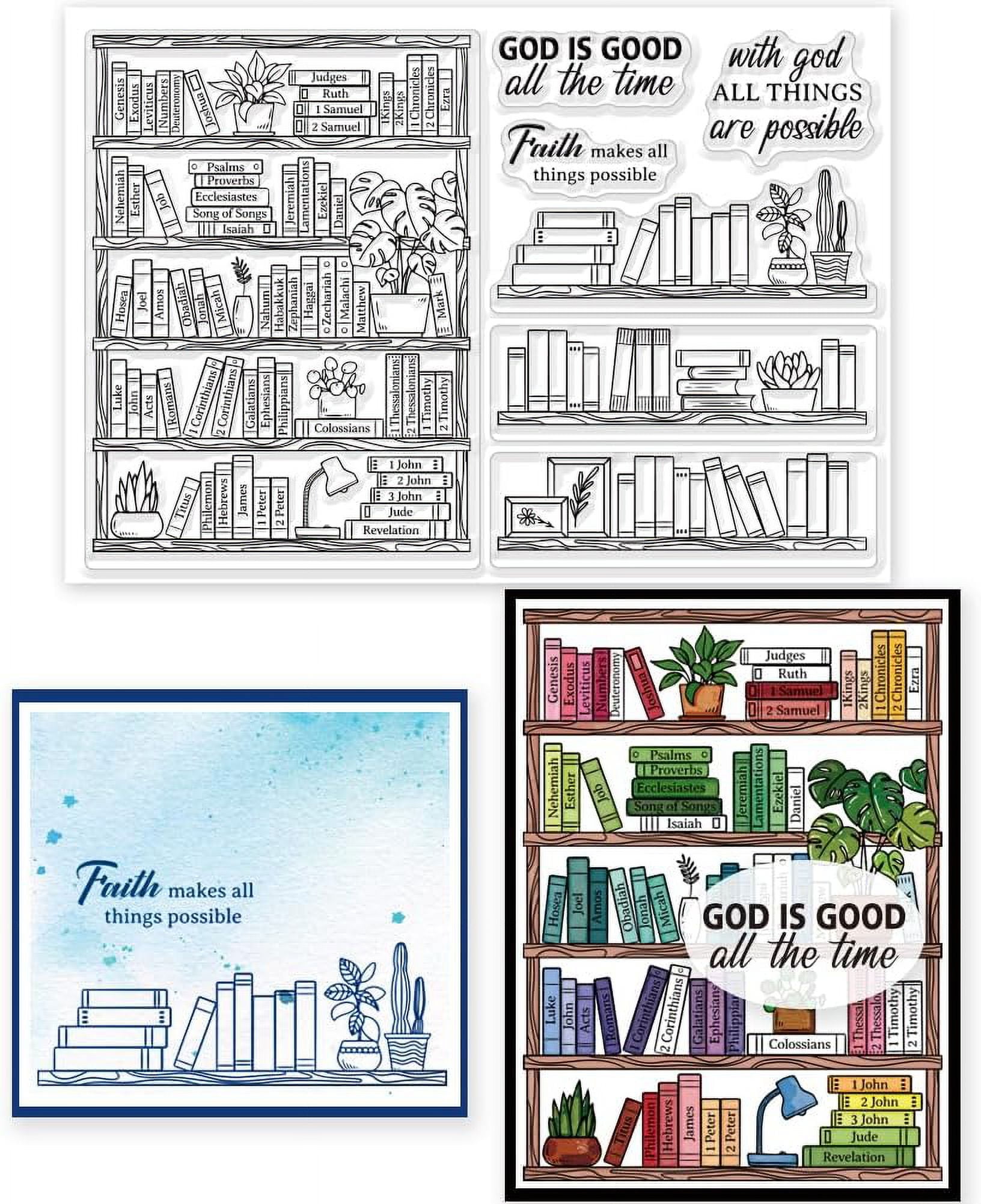 Bible Bookshelf Reading Plan Transparent Clear Stamps Bookrack and ...