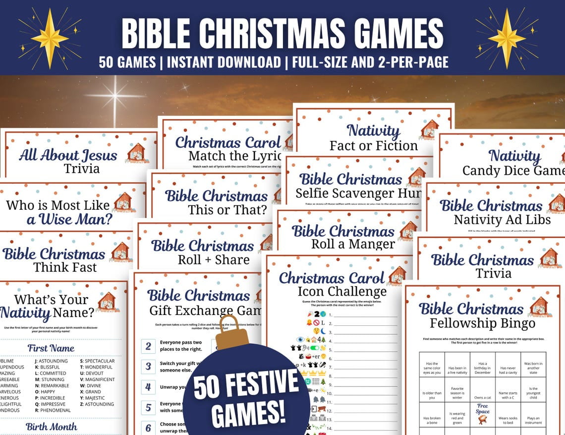 Bible Christmas Games Mega Bundle, Nativity Party Activities, Christian ...