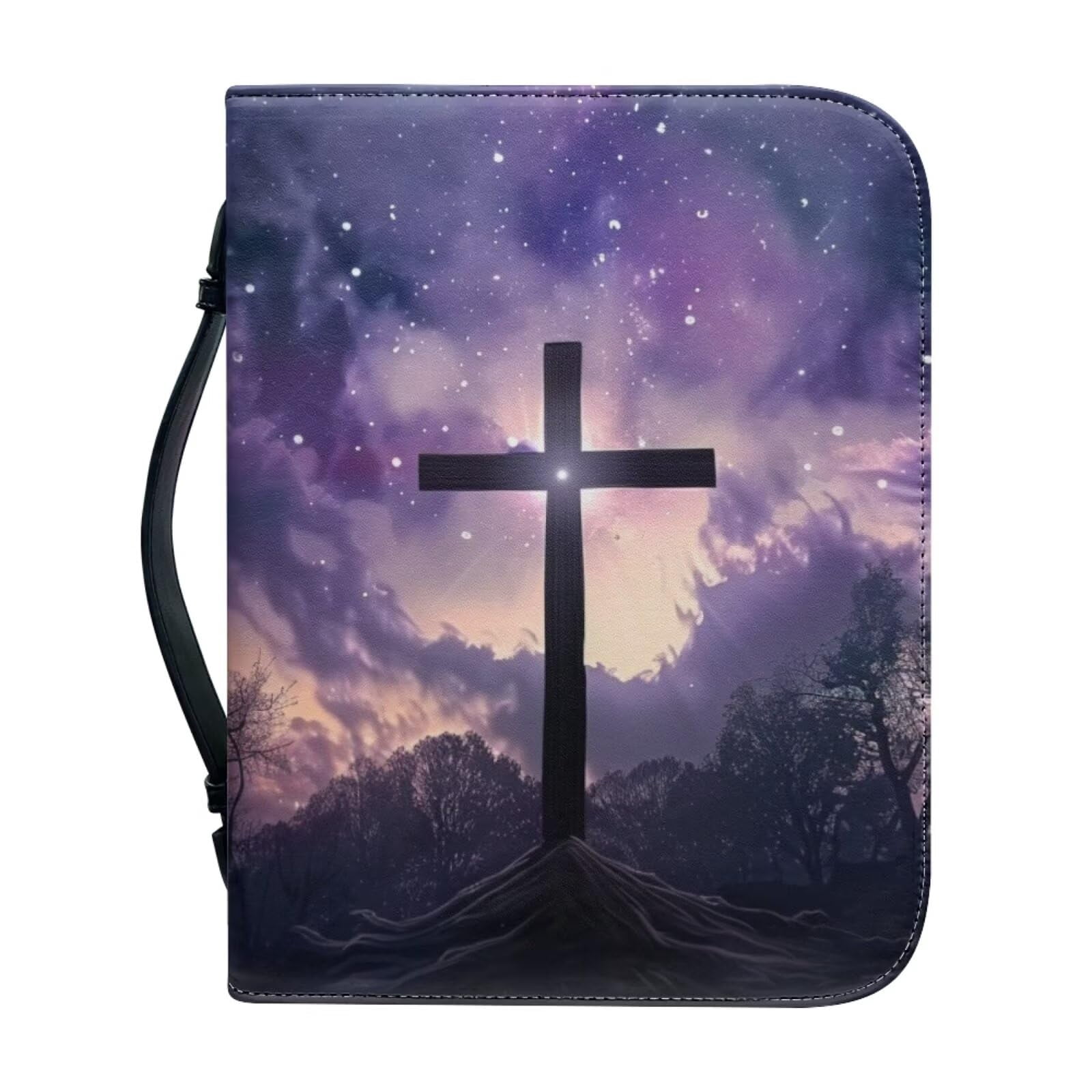 Bible Cover Book Protector with Handle and Zipper Pockets for Religious ...
