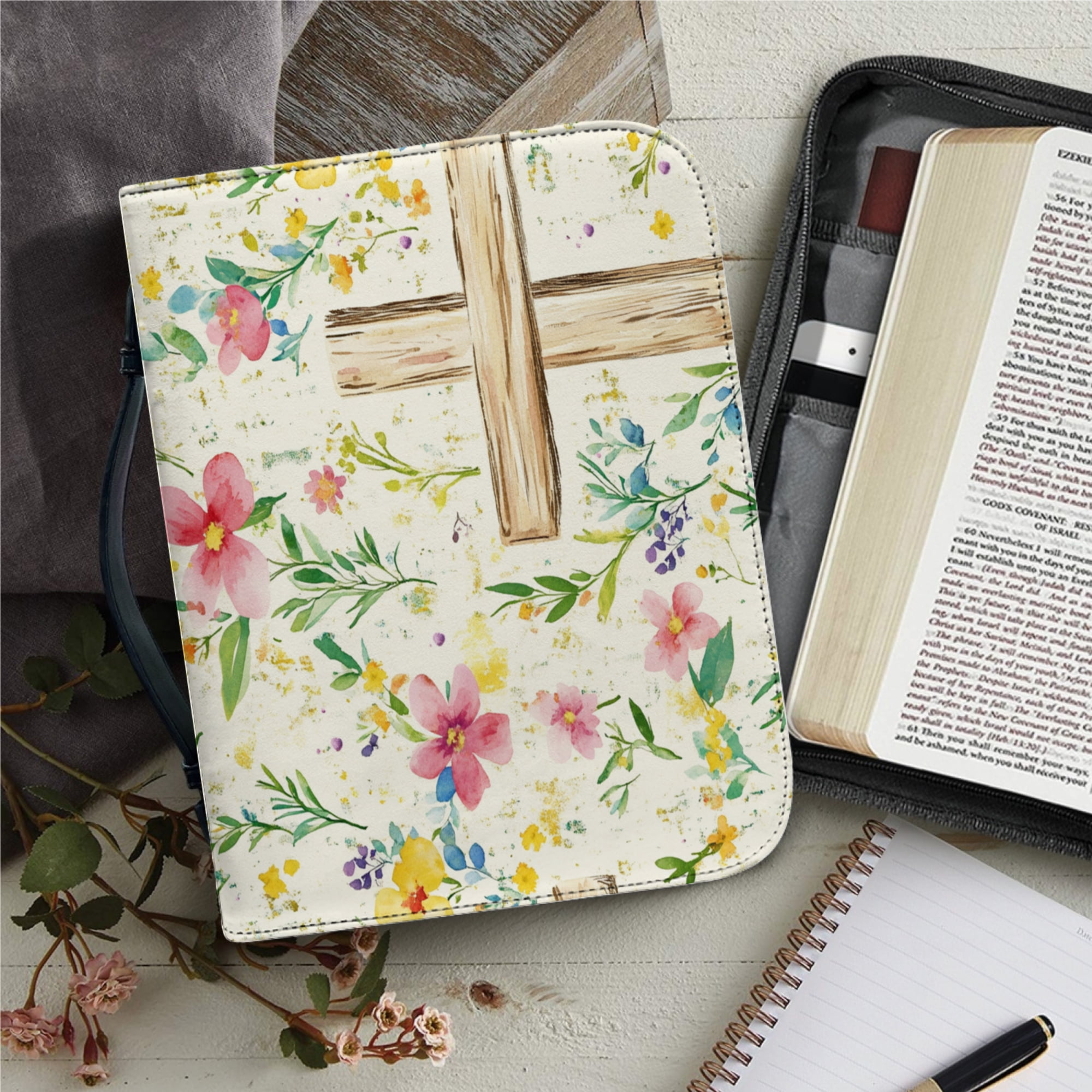 Bible Cover Case Women's Bible Storage Bag Pu Leather Zippered Handbag ...