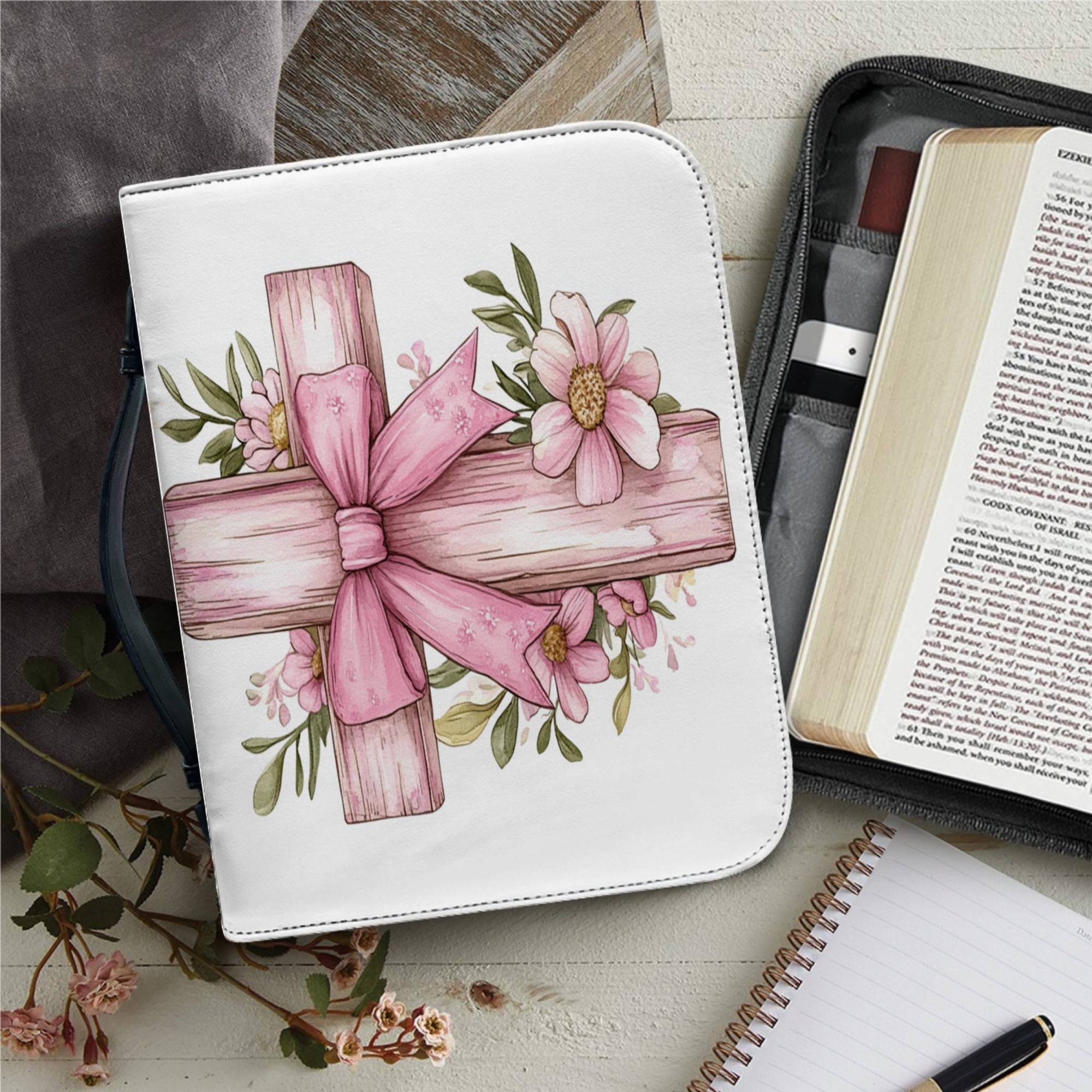 Bible Cover Case Women's Bible Storage Bag Pu Leather Zippered Handbag ...