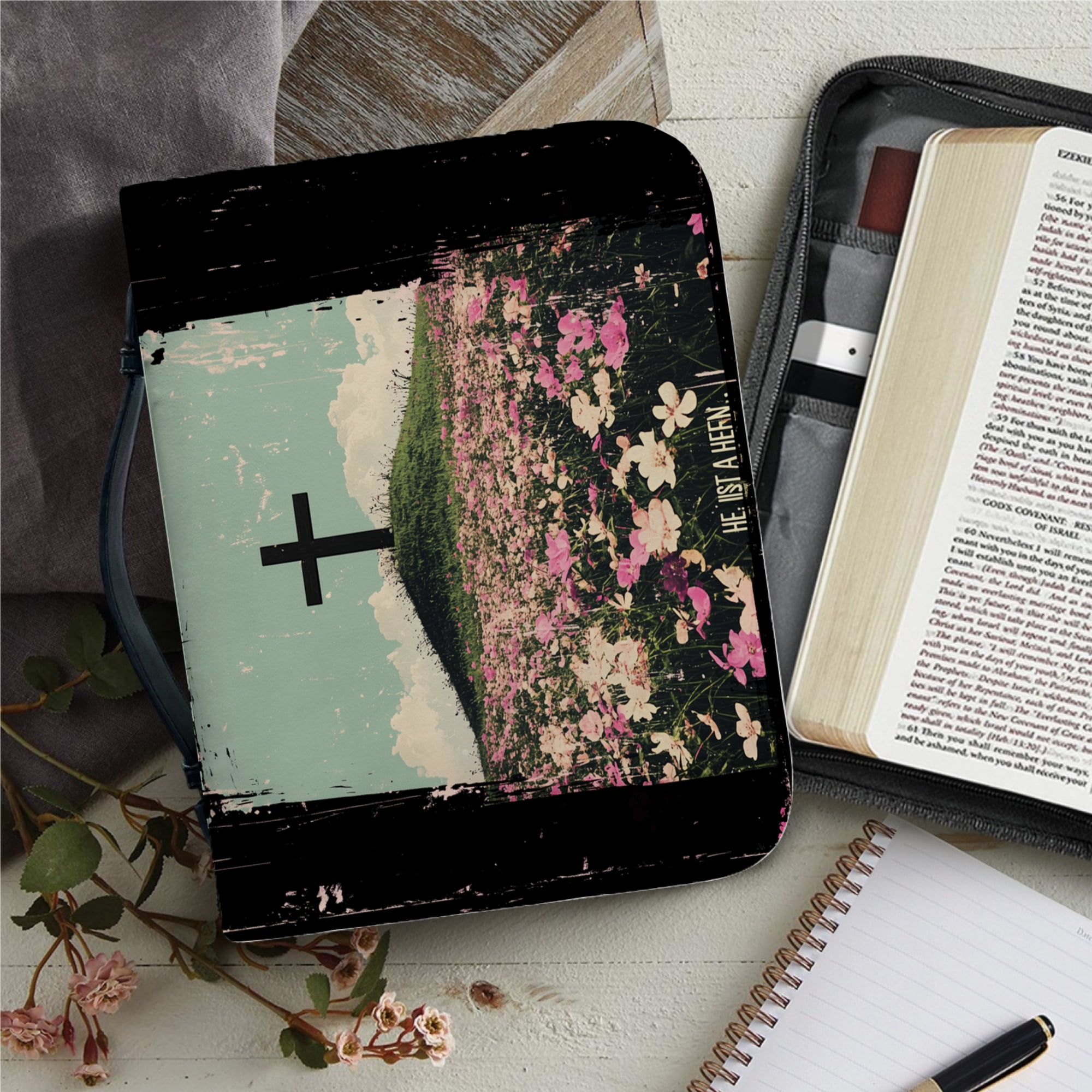 Bible Cover Case Women's Bible Storage Bag Pu Leather Zippered Handbag ...