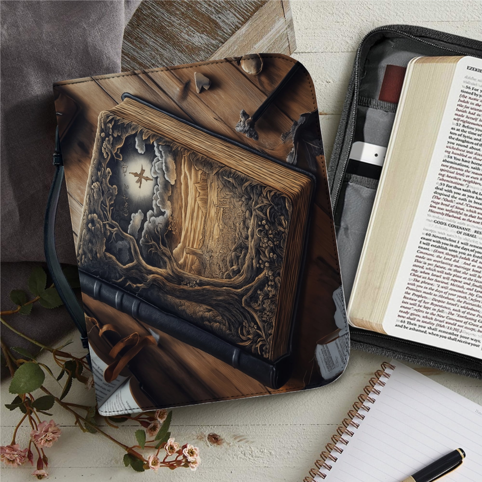 Bible Cover Case Women's Bible Storage Bag Pu Leather Zippered Handbag ...