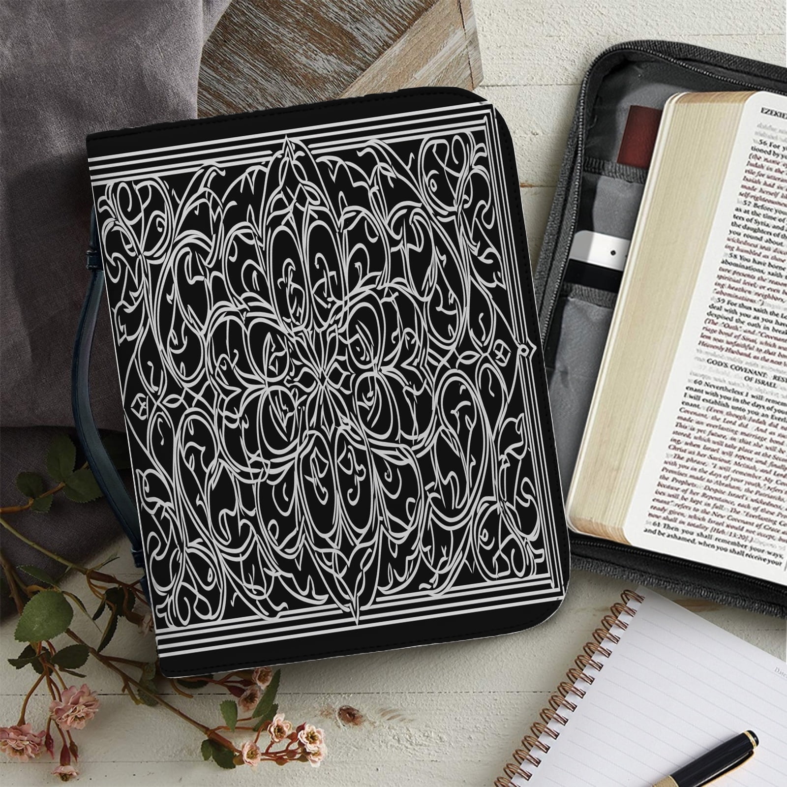 Bible Cover Case Women's Bible Storage Bag Pu Leather Zippered Handbag ...