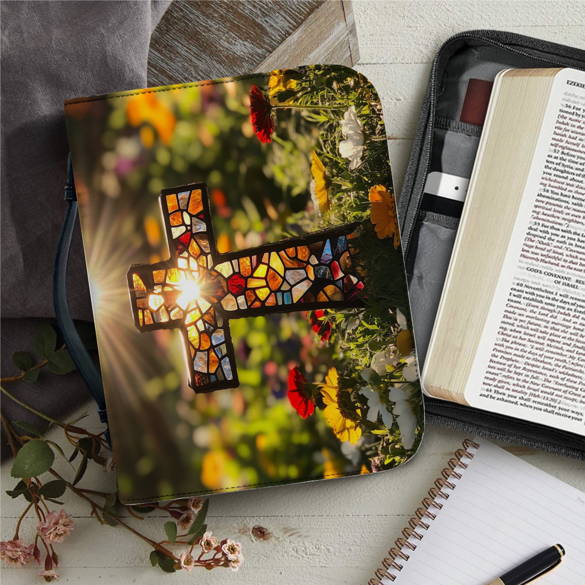 Bible Cover Case Women's Bible Storage Bag Pu Leather Zippered Handbag ...