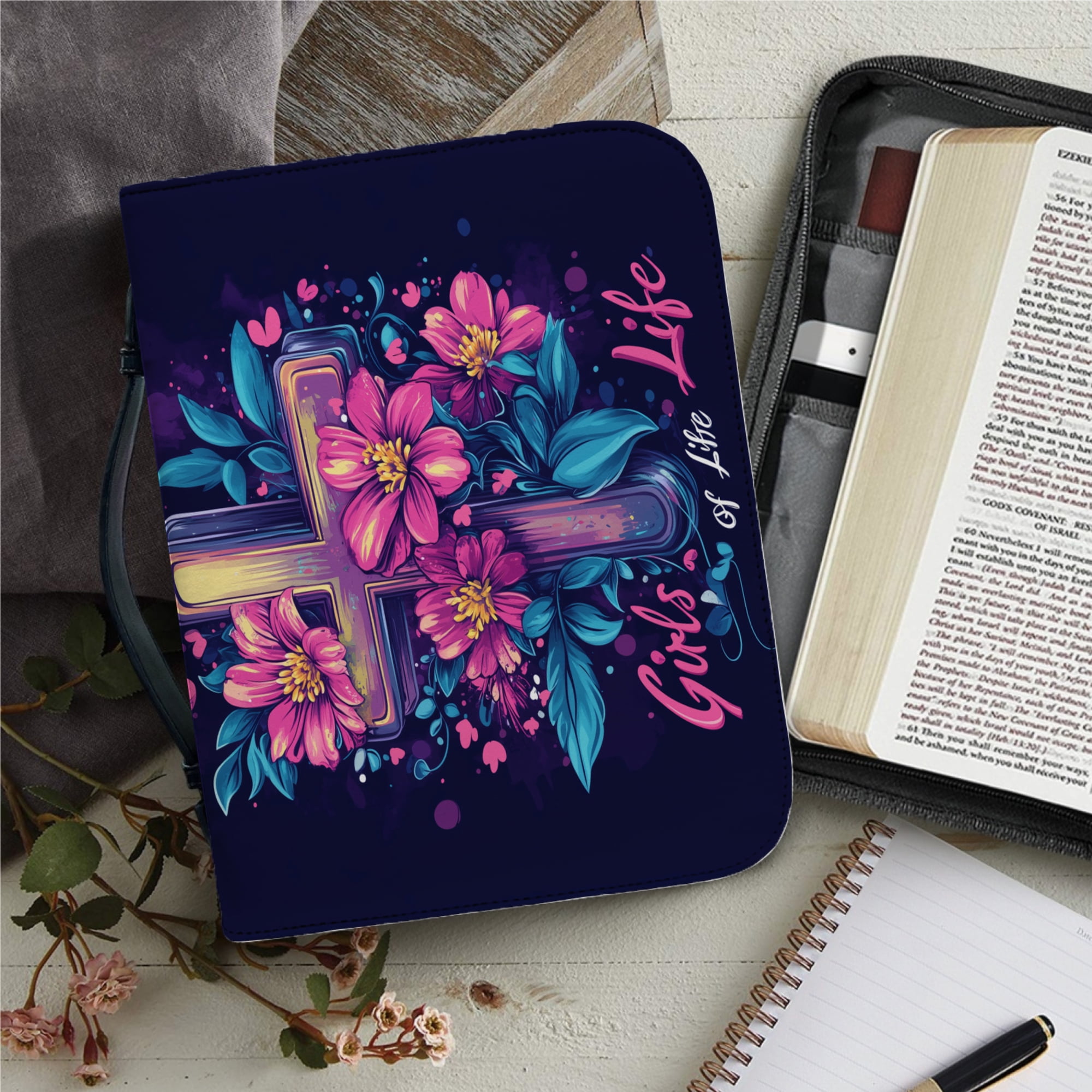 Bible Cover Case Women's Bible Storage Bag Pu Leather Zippered Handbag ...