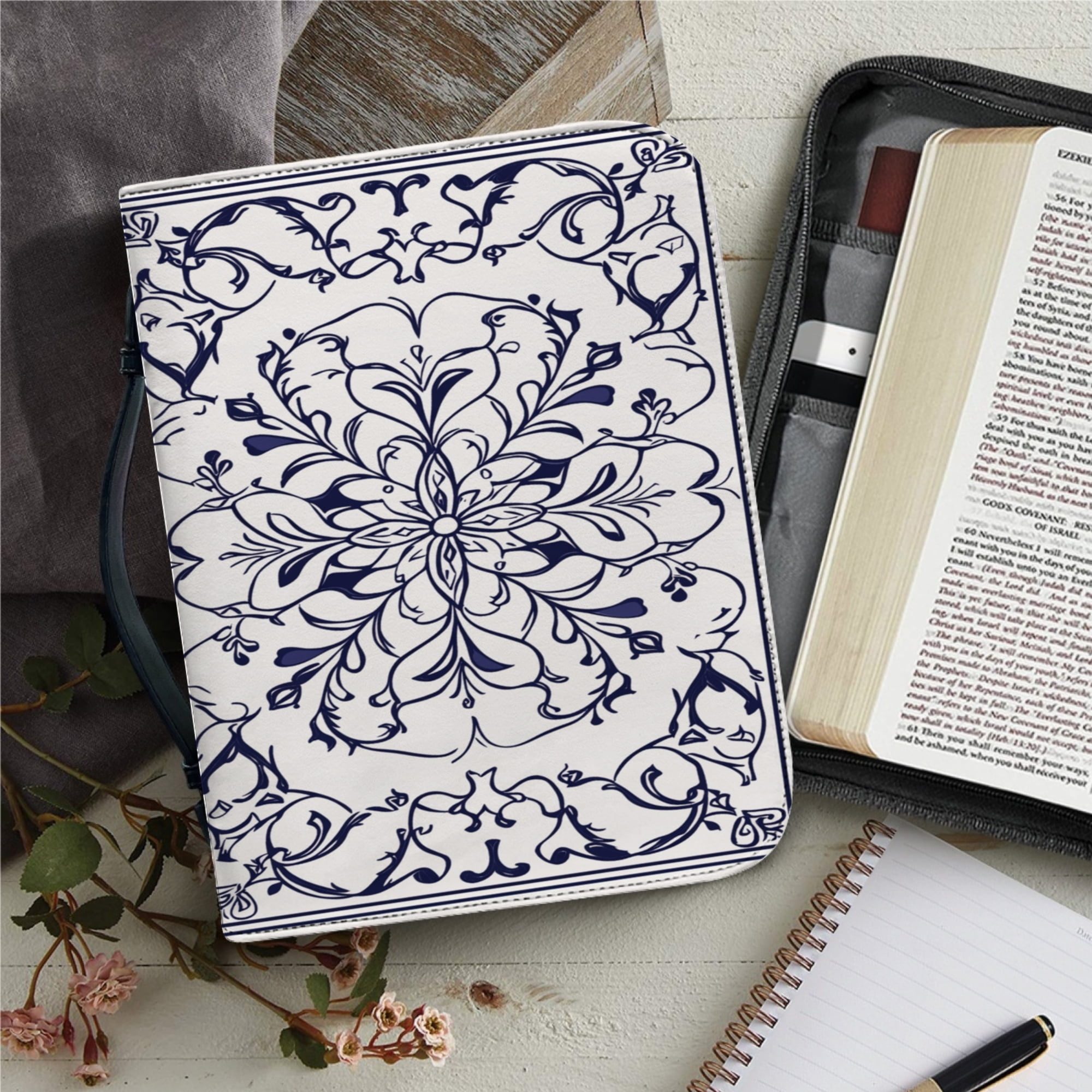 Bible Cover Case Women's Bible Storage Bag Pu Leather Zippered Handbag ...