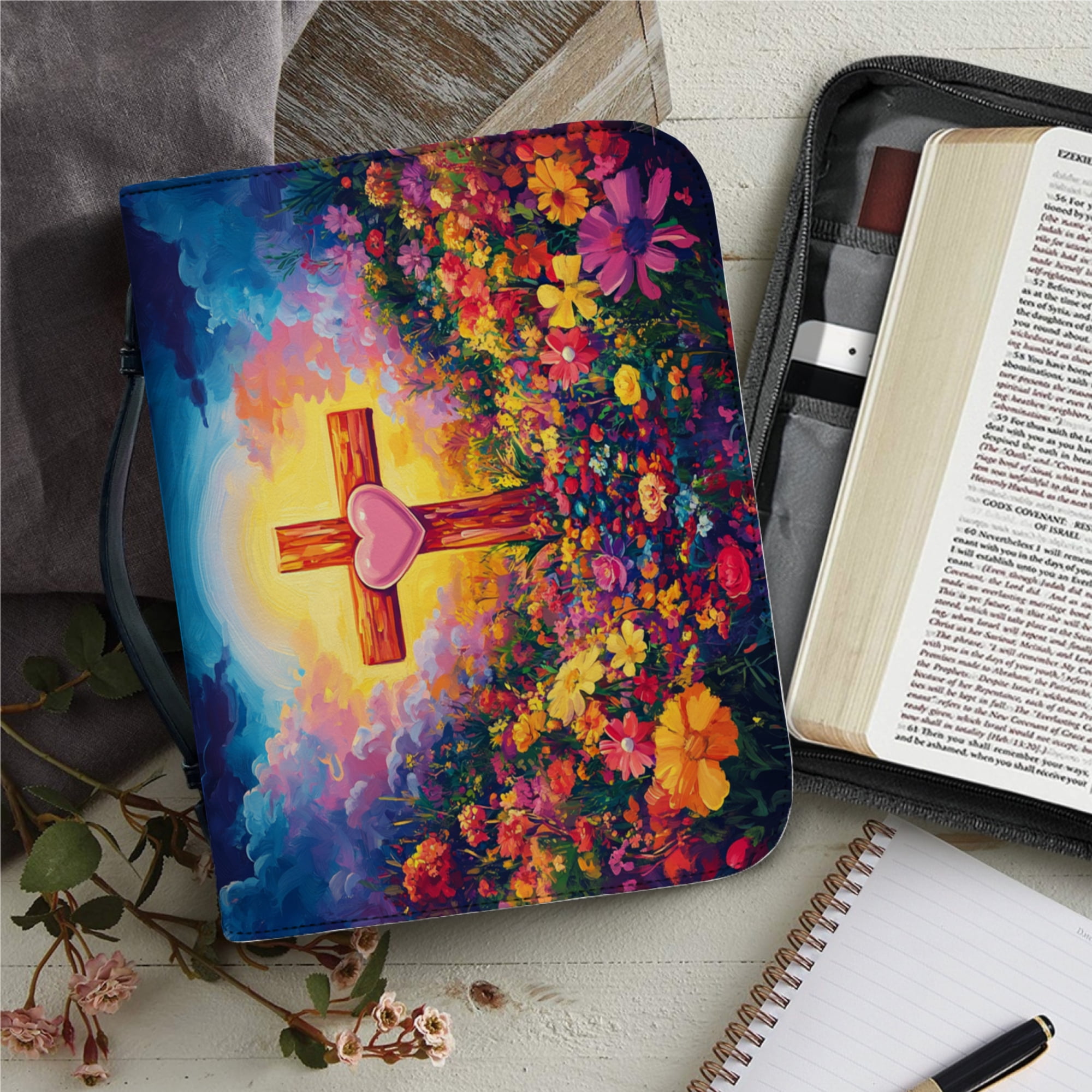 Bible Cover Case Women's Bible Storage Bag Pu Leather Zippered Handbag ...