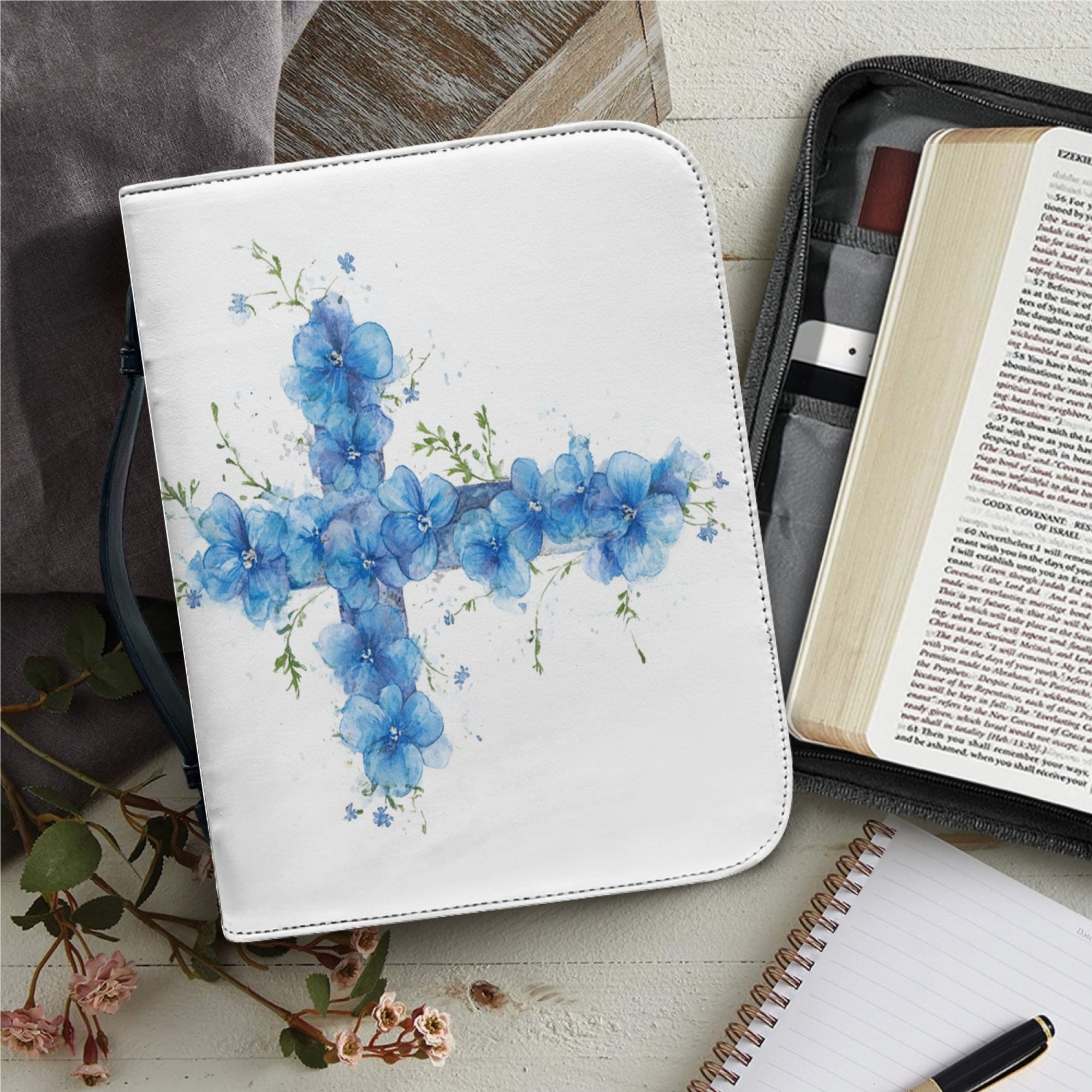 Bible Cover Case Women's Bible Storage Bag Pu Leather Zippered Handbag ...