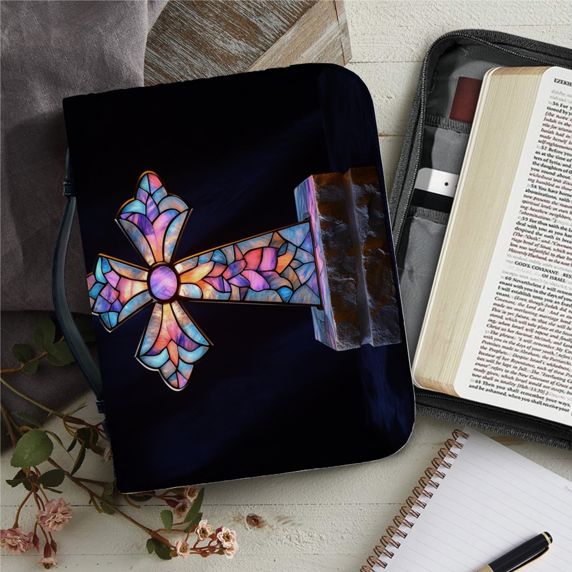 Bible Cover Case Women's Bible Storage Bag Pu Leather Zippered Handbag ...