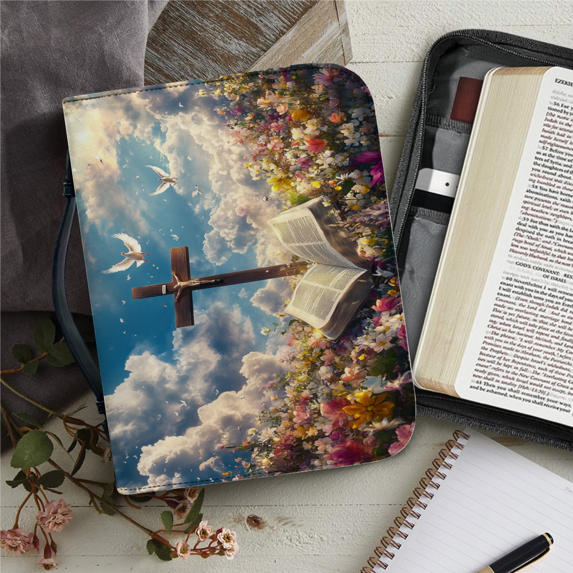 Bible Cover Case Women's Bible Storage Bag Pu Leather Zippered Handbag ...