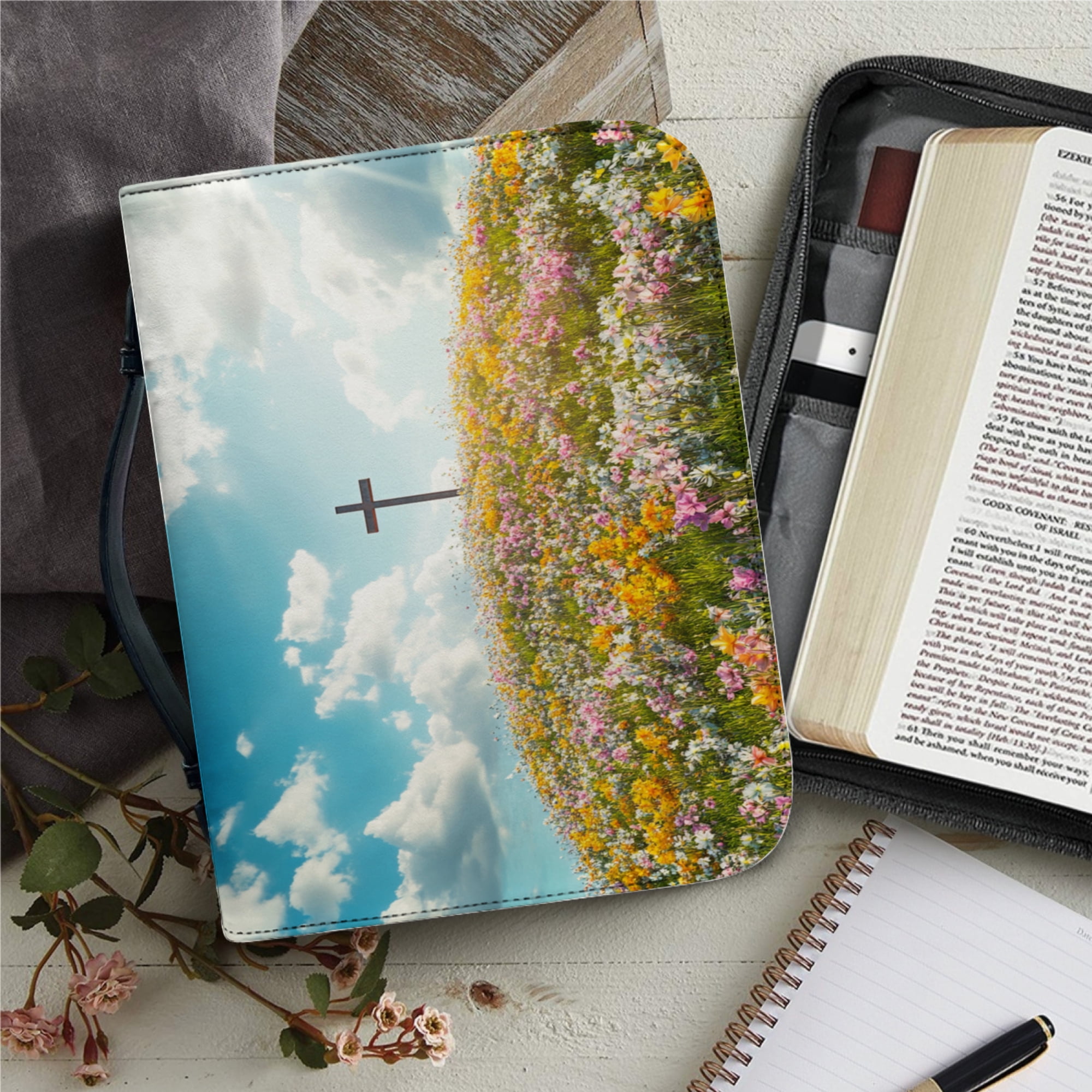 Bible Cover Case Women's Bible Storage Bag Pu Leather Zippered Handbag ...