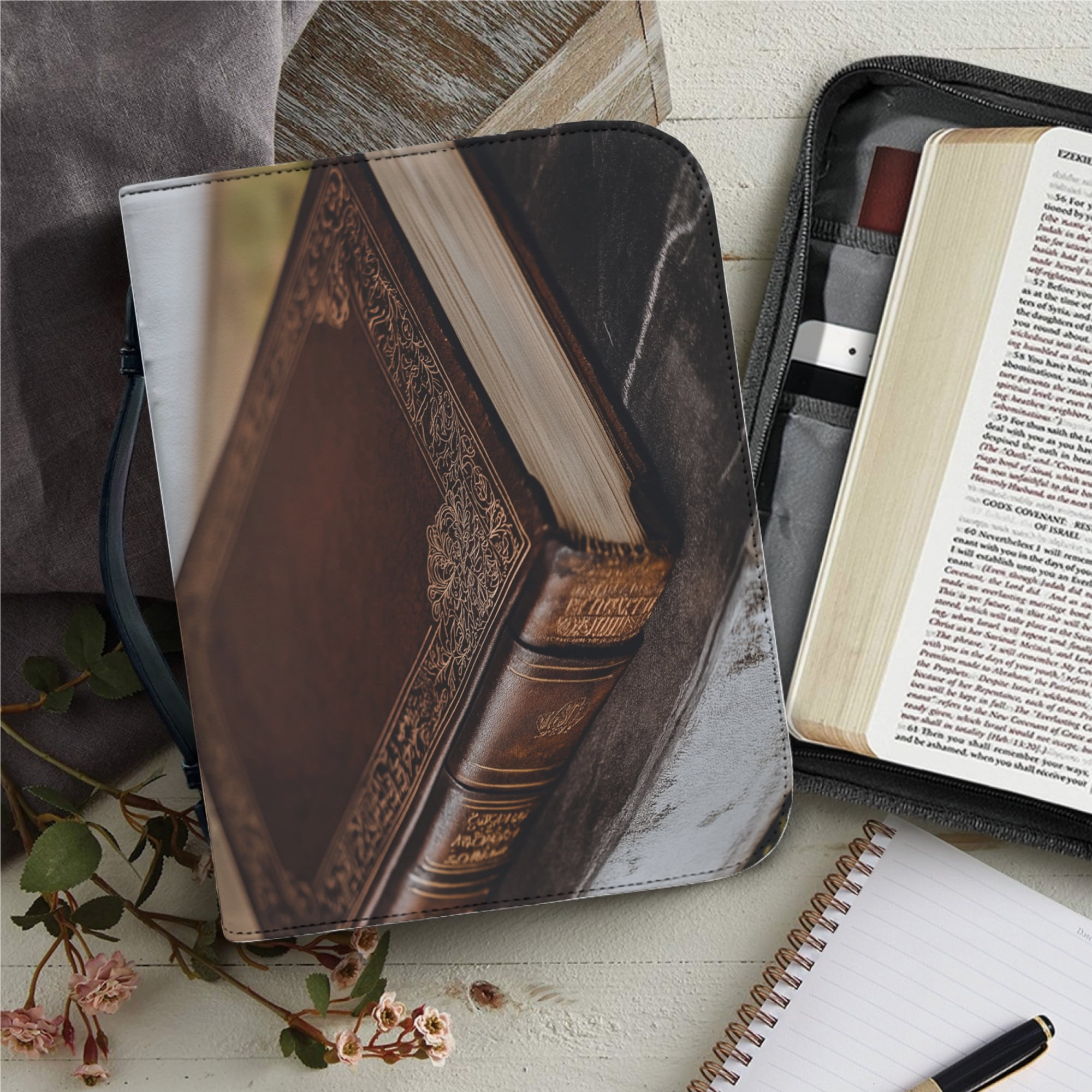 Bible Cover Case Women's Bible Storage Bag Pu Leather Zippered Handbag ...