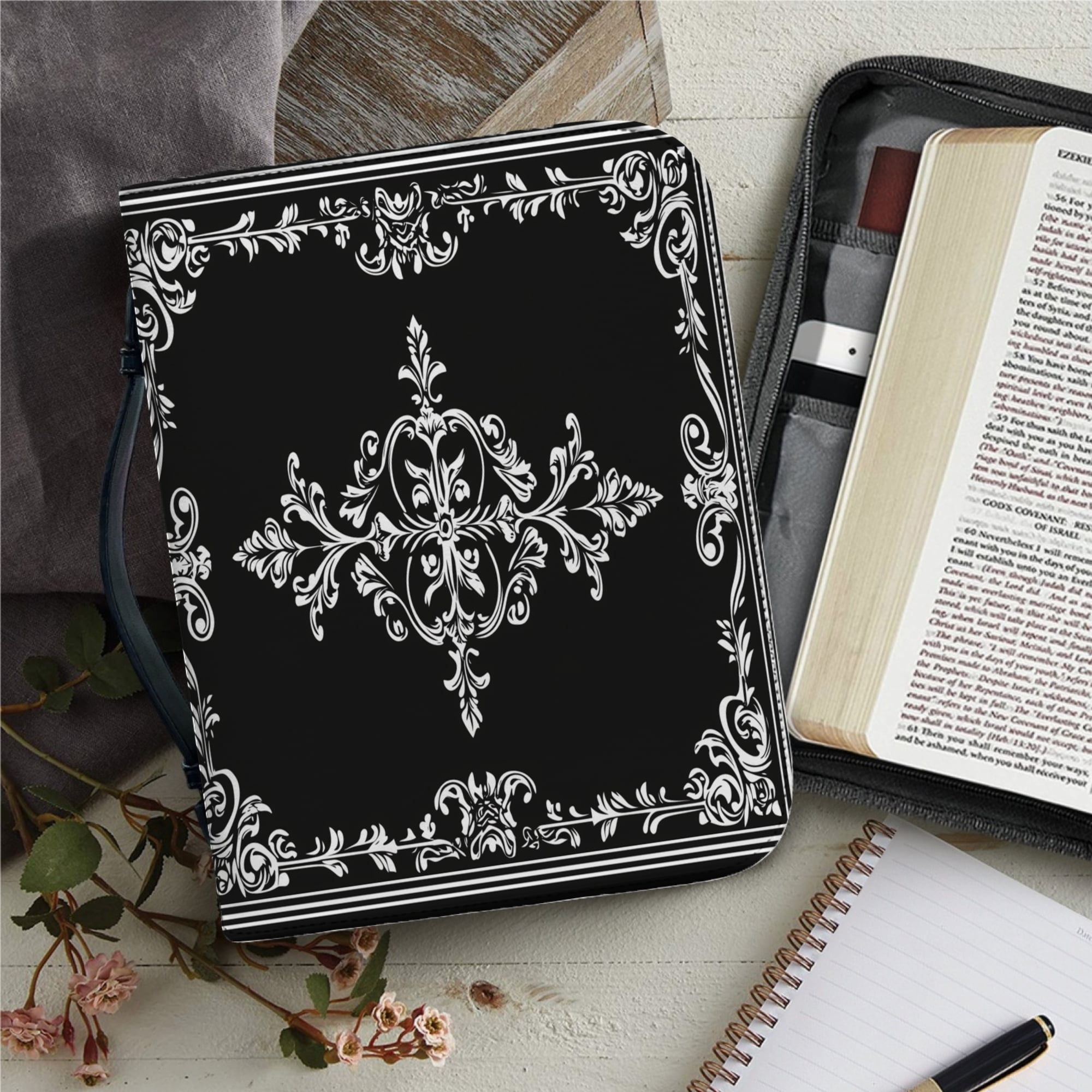 Bible Cover Case Women's Bible Storage Bag Pu Leather Zippered Handbag ...