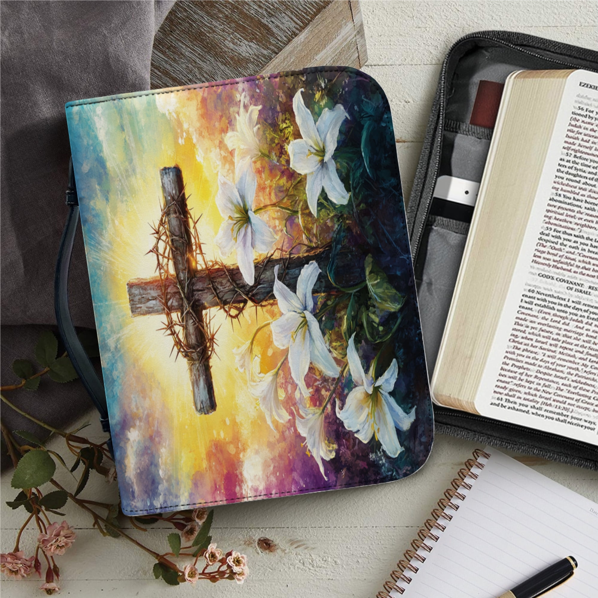 Bible Cover Case Women's Bible Storage Bag Pu Leather Zippered Handbag ...