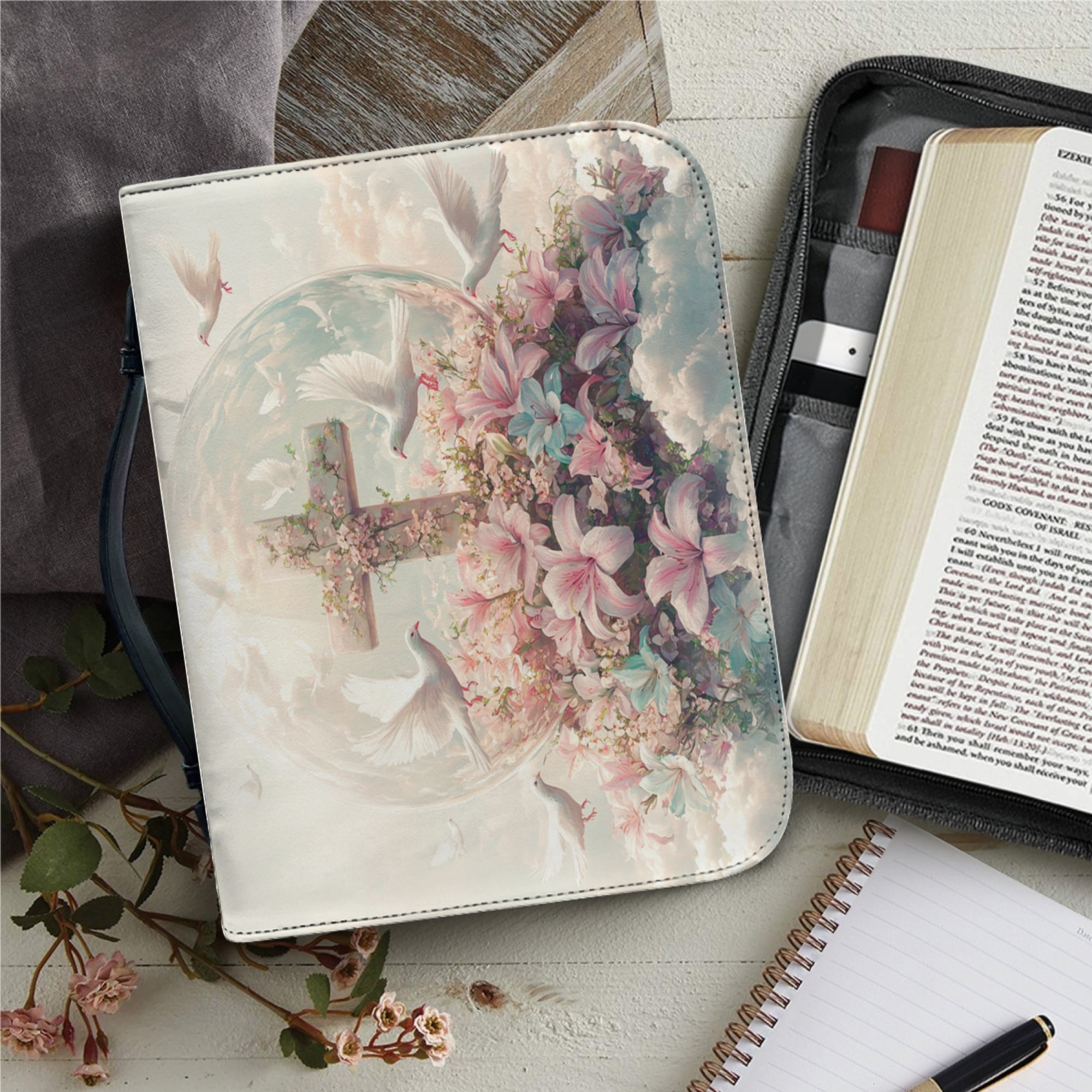 Bible Cover Case Women's Bible Storage Bag Pu Leather Zippered Handbag ...