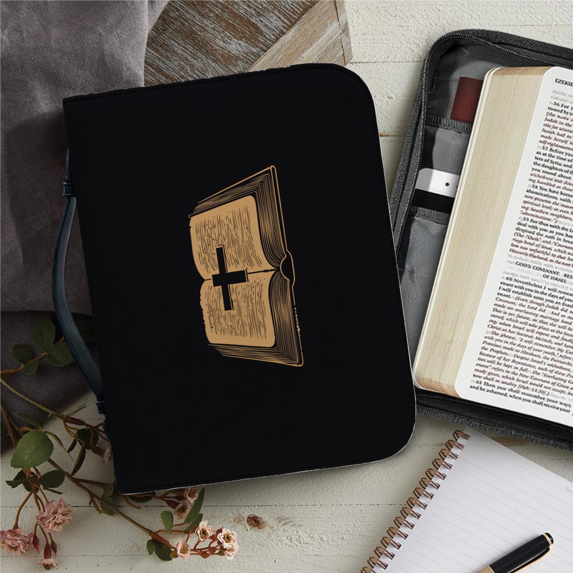 Bible Cover Case Women's Bible Storage Bag Pu Leather Zippered Handbag ...