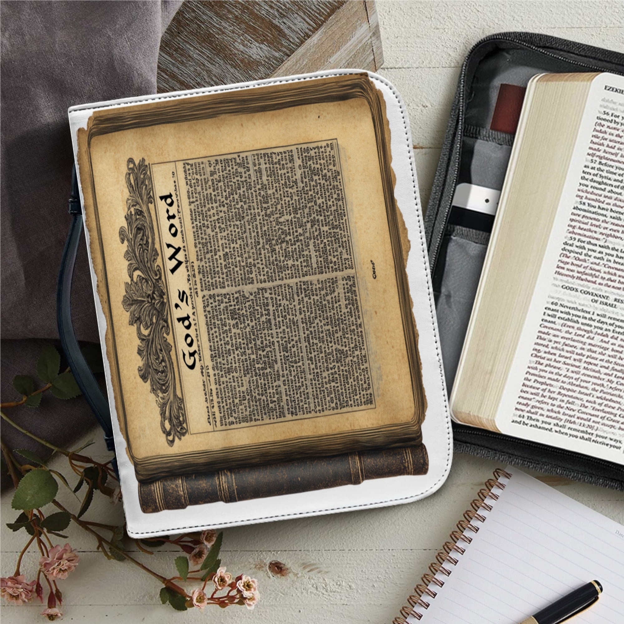 Bible Cover Case Women's Bible Storage Bag Pu Leather Zippered Handbag ...