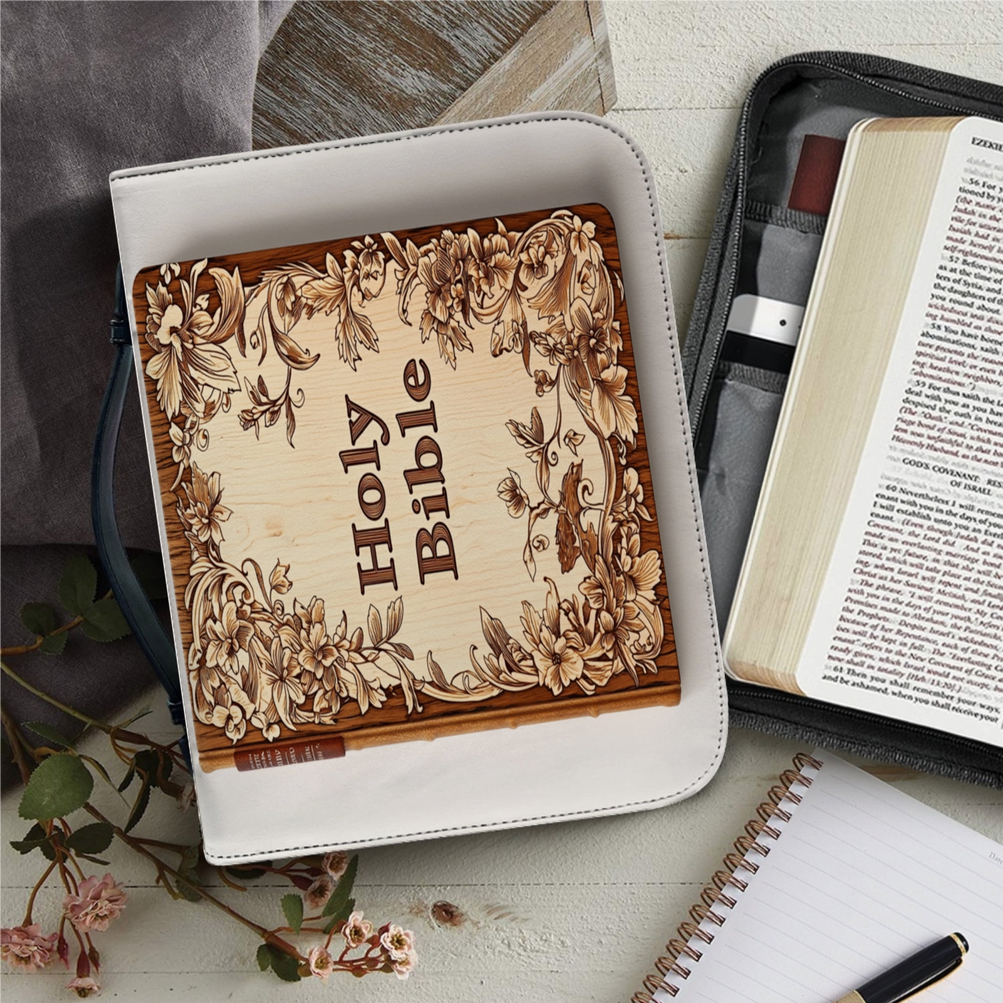 Bible Cover Case Women's Bible Storage Bag Pu Leather Zippered Handbag ...