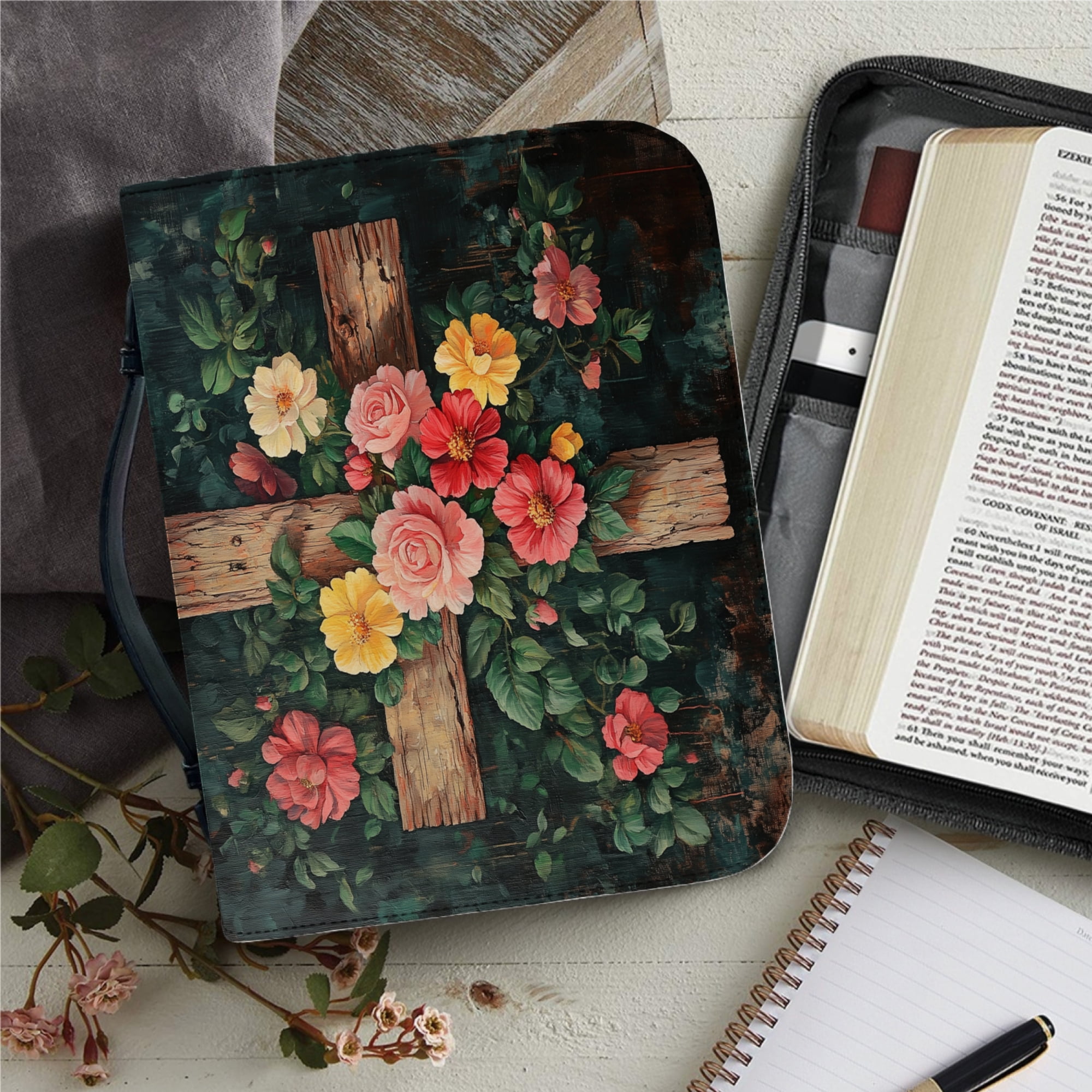 Bible Cover Case Women's Bible Storage Bag Pu Leather Zippered Handbag ...